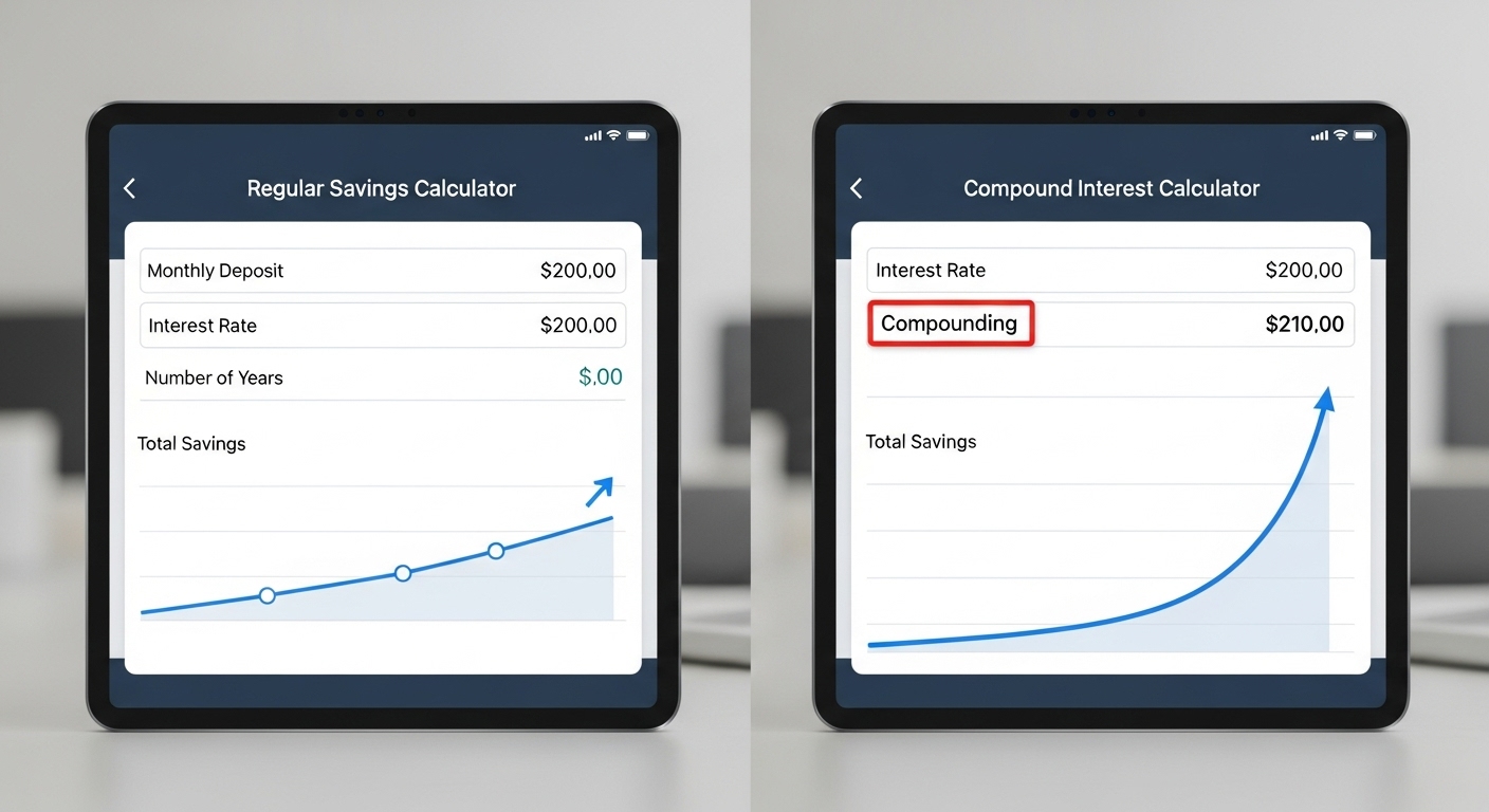 Regular Savings Calculator vs Compound Interest Calculator